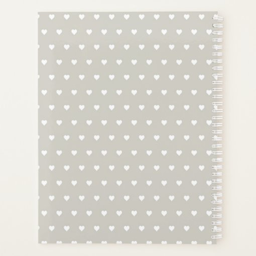 Personalized Gray with White Heart Pattern Planner | Zazzle