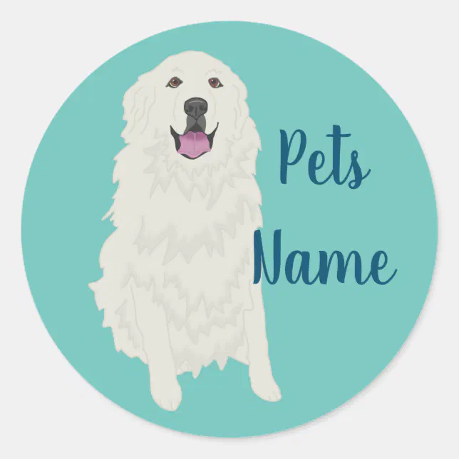 Personalized Great Pyrenees Classic Round Sticker | Zazzle