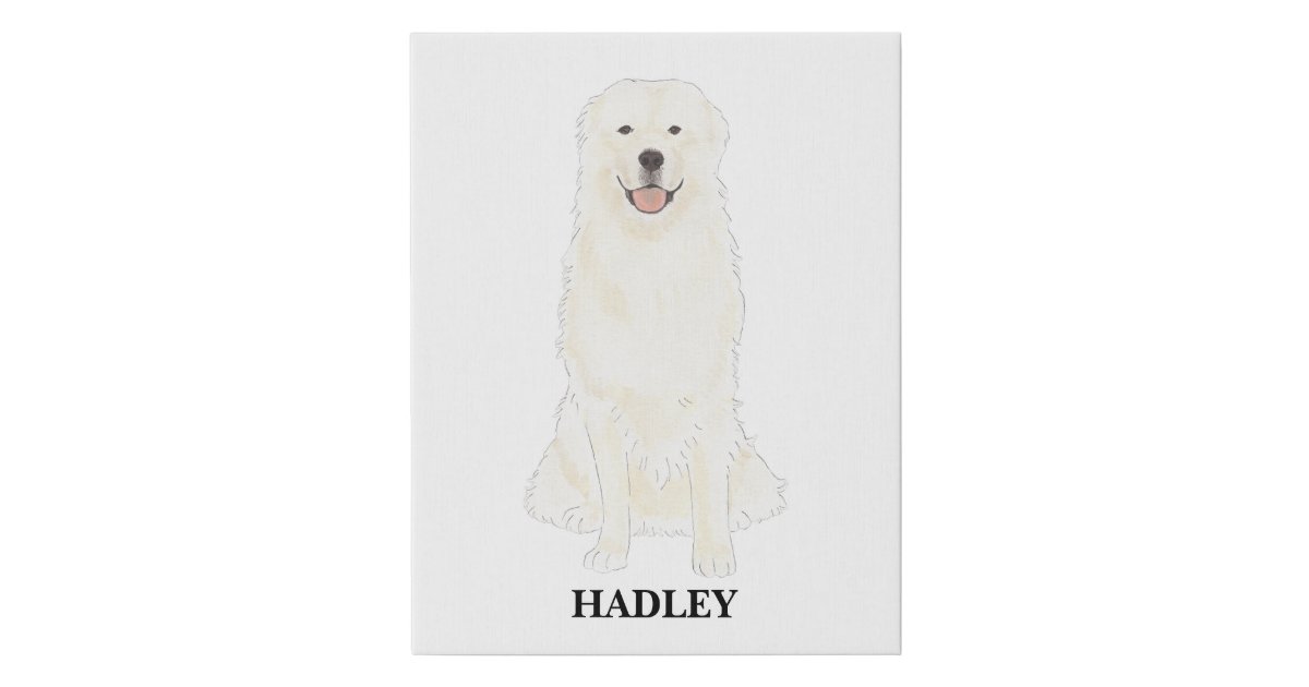 Personalized Great Pyrenees Dog Faux Canvas Print | Zazzle