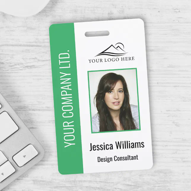Personalized Green Corporate Employee Security ID Badge | Zazzle