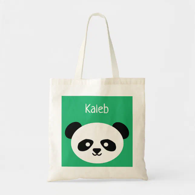Personalized Green Cute Panda Bear Animal Kawaii Tote Bag | Zazzle