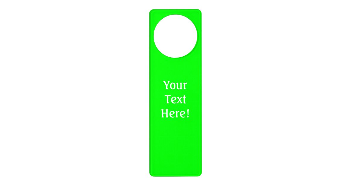 Personalized Green Fluo Neon Color Customize This! Door Hanger | Zazzle