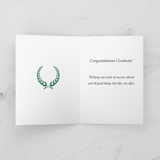 Personalized Green Laurel Graduation Card | Zazzle