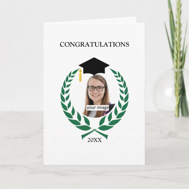 Personalized Green Laurel Graduation Card | Zazzle