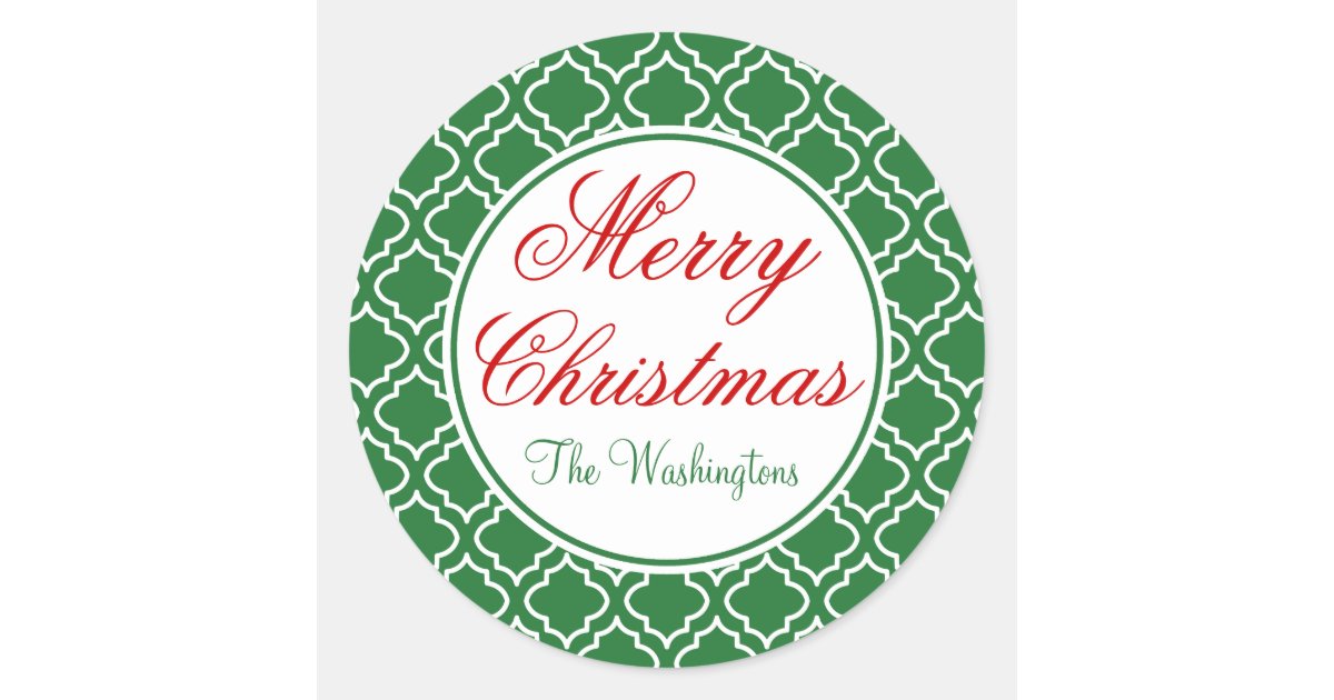 Personalized Green Merry Christmas Gift Stickers | Zazzle