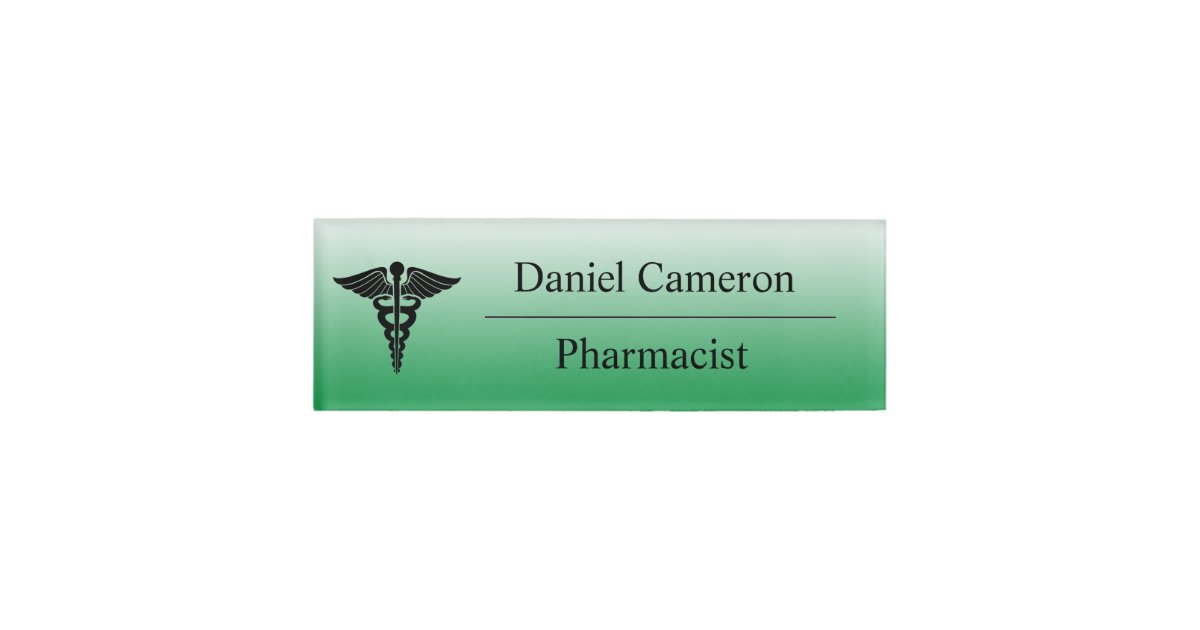 Personalized Green Pharmacist Name Tag | Zazzle