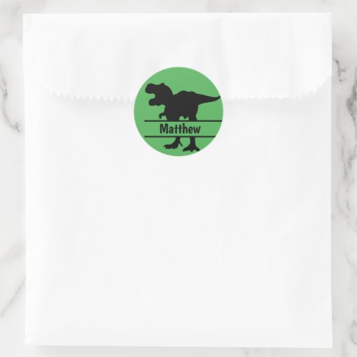 Personalized Green T-Rex Name Classic Round Sticker | Zazzle