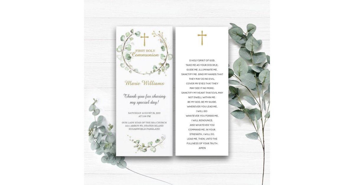 Personalized Greenery Prayer Bookmark Card | Zazzle