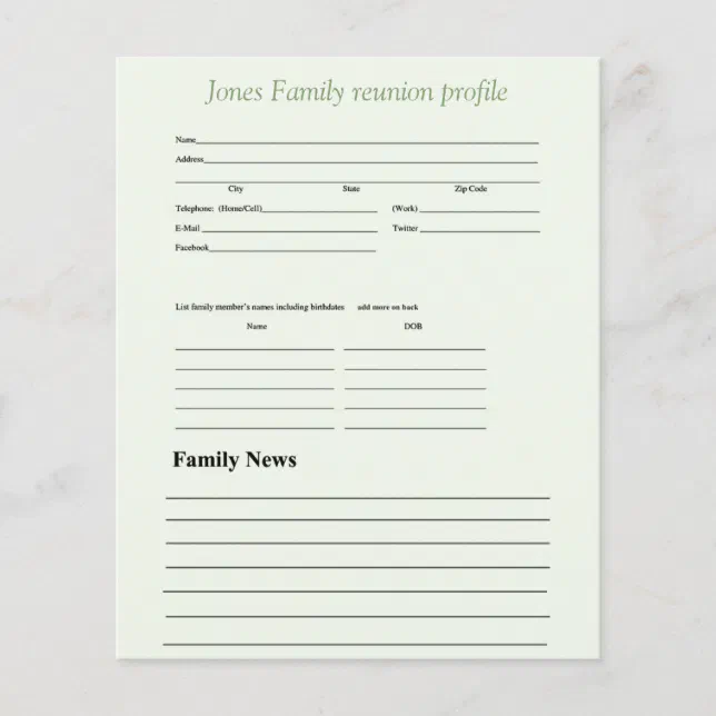 Personalized greenery theme family profile | Zazzle