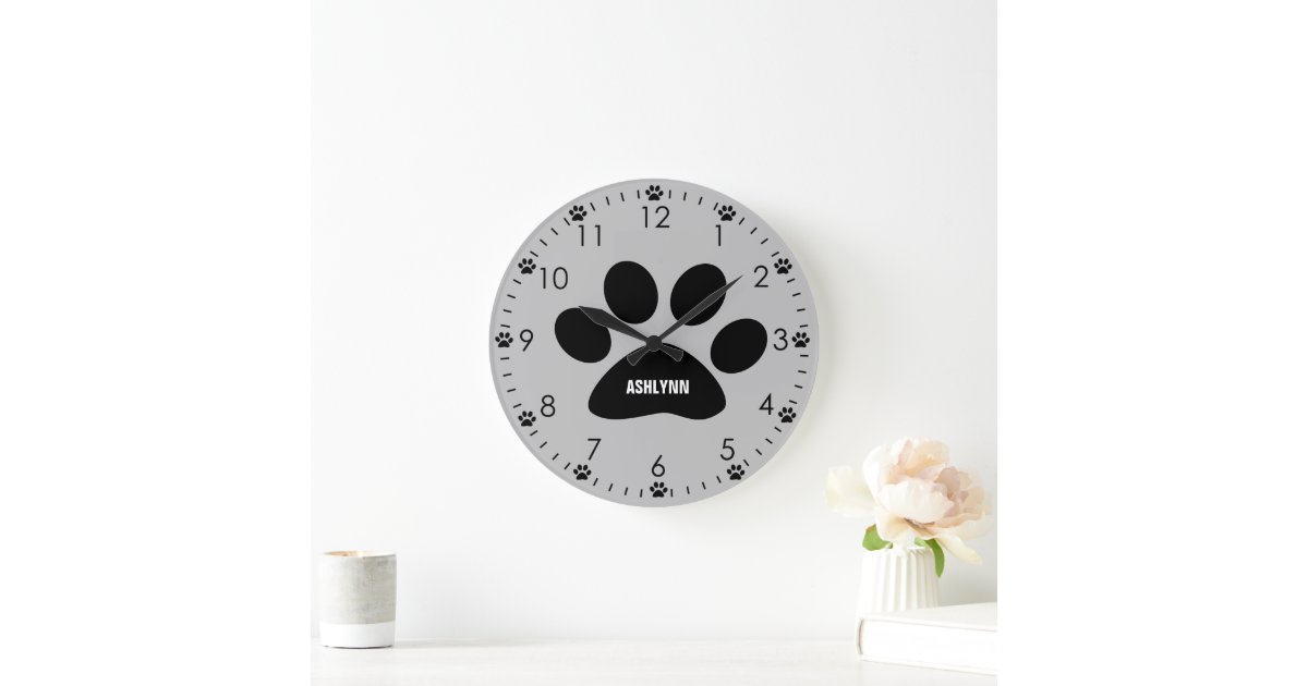 Personalized Grey Dog Large Clock | Zazzle.com