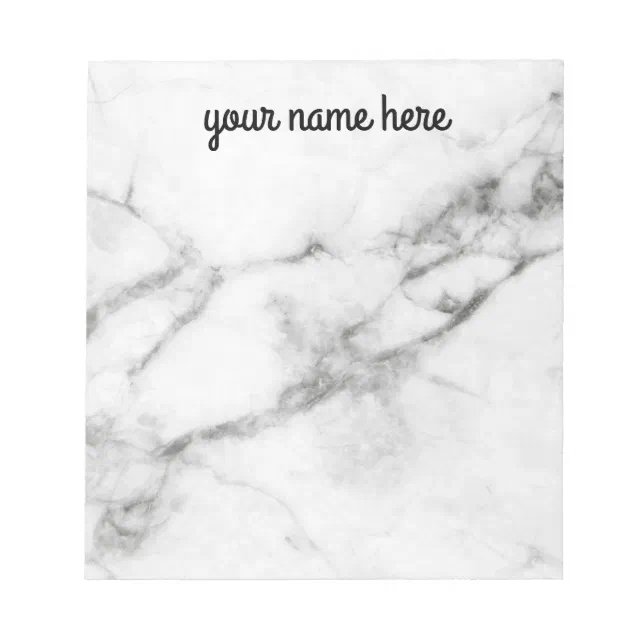 Personalized Grey Marble Notepad | Zazzle