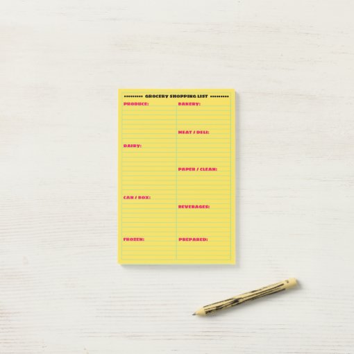 Personalized Grocery Shopping List Post-it Notes | Zazzle