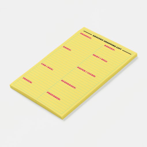 Personalized Grocery Shopping List Post-it Notes | Zazzle