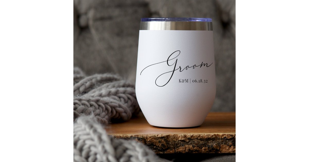 Personalized Groom Script Wedding Thermal Wine Tumbler | Zazzle