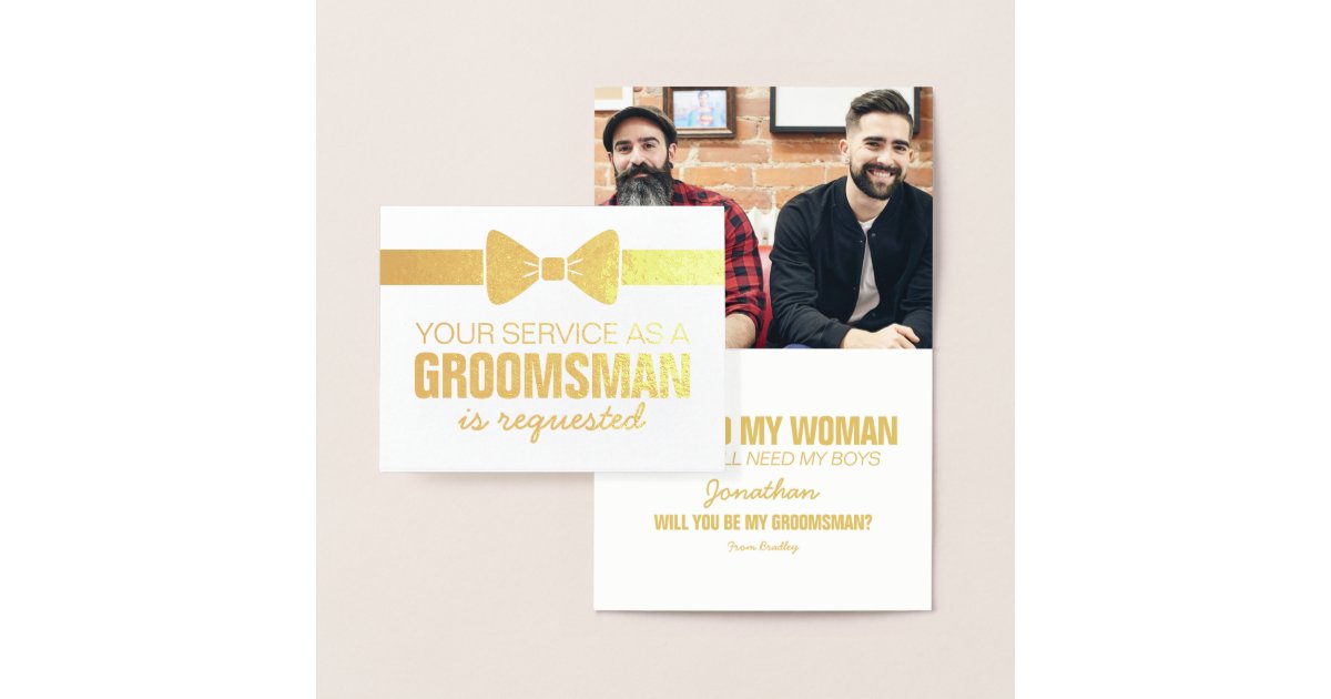 Personalized Groomsmen Photo | Groomsman Requested Foil Card | Zazzle