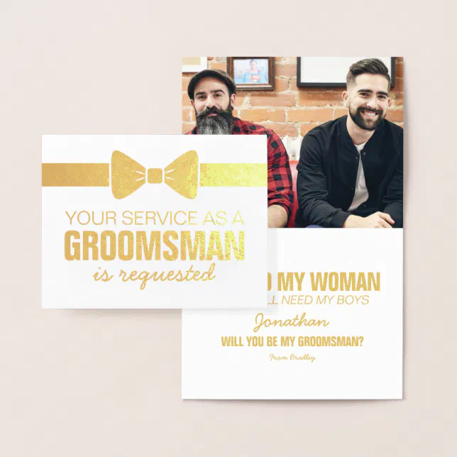 Personalized Groomsmen Photo | Groomsman Requested Foil Card | Zazzle