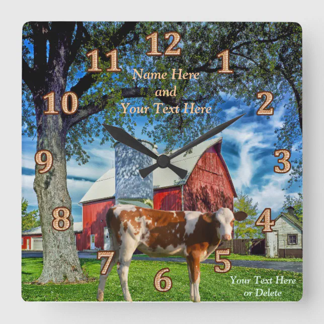 Personalized Guernsey Cow and Farm Clocks | Zazzle