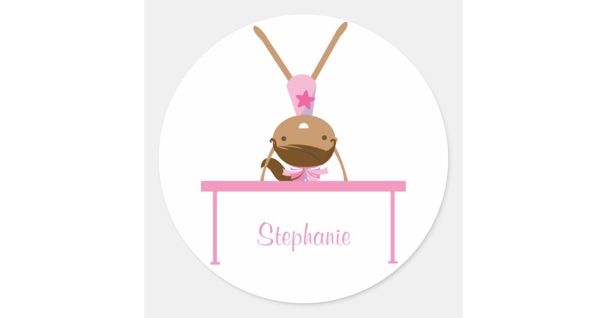 Personalized gymnastics balance beam kids stickers | Zazzle