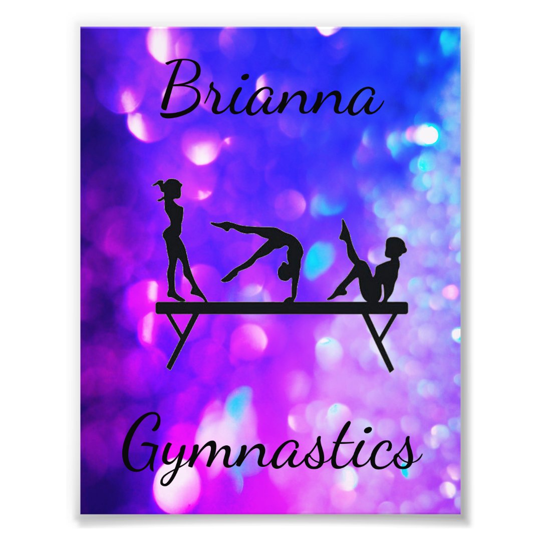 PERSONALIZED GYMNASTICS PURPLE BLUE GRADIENT PHOTO PRINT | Zazzle