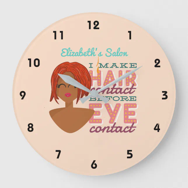 Personalized Hair Stylist RETRO Afro Salon Wall Large Clock | Zazzle