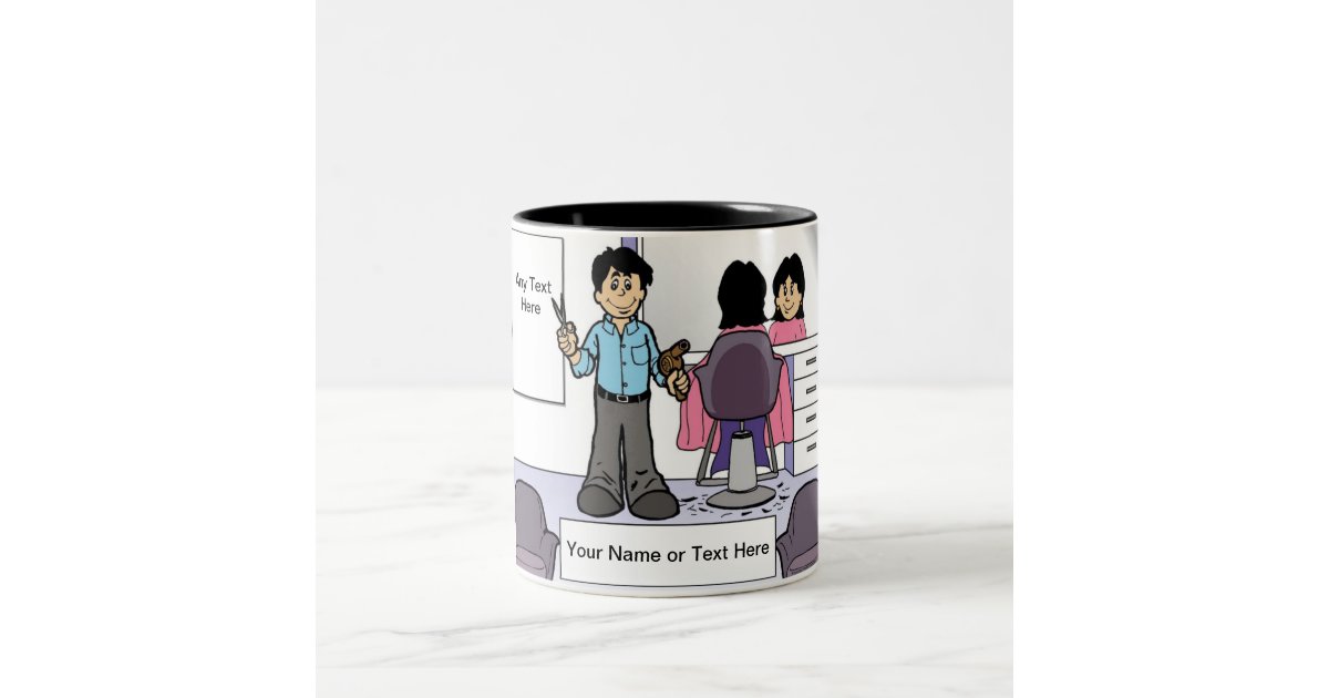 Personalized Hairdresser - Male Cartoon Two-Tone Coffee Mug | Zazzle