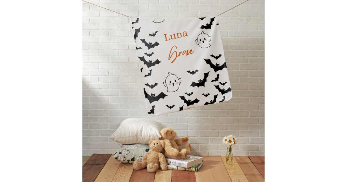 Personalized Halloween Bat Baby Blanket | Zazzle