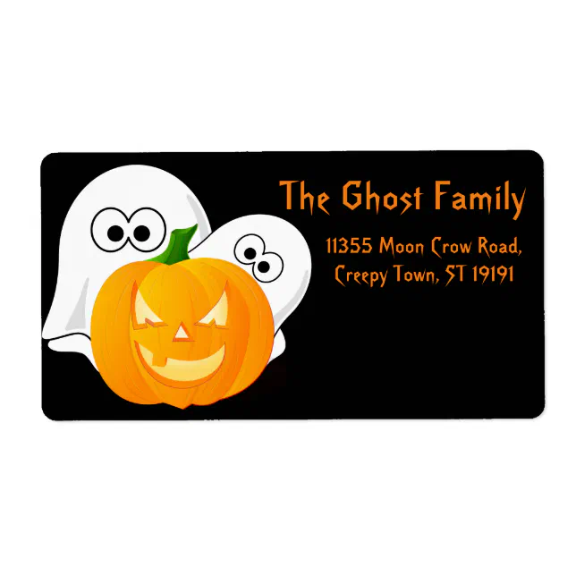Personalized Halloween Ghosts Pumpkin Label | Zazzle