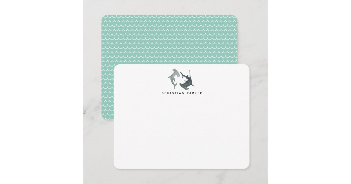 Personalized Hammerhead Shark Note Cards | Zazzle