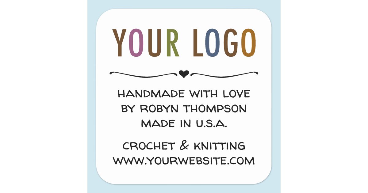 Personalized Handmade with Love Stickers with Logo | Zazzle