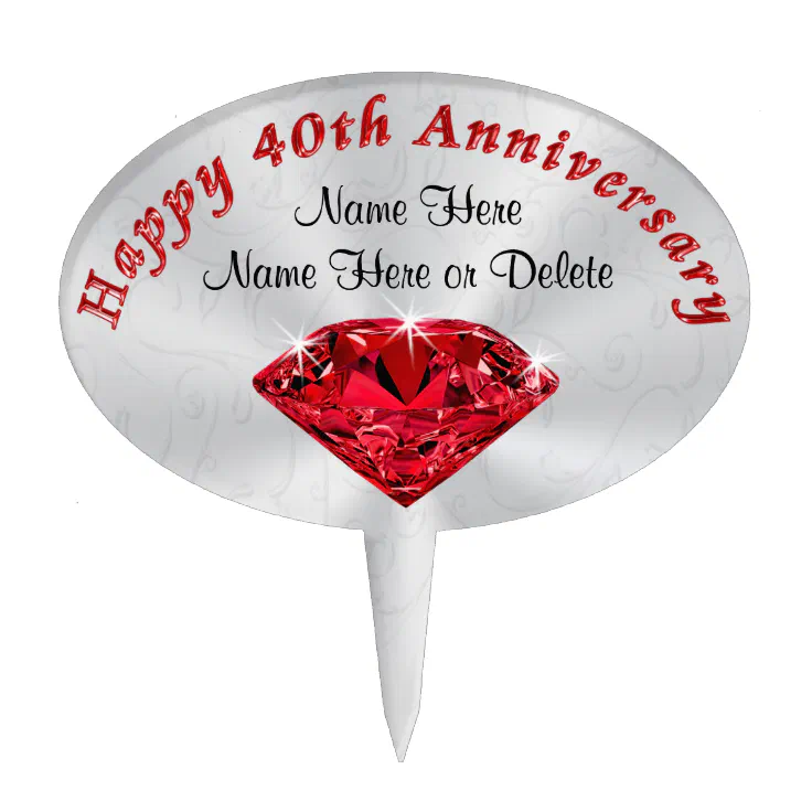 Personalized Happy 40th Anniversary Cake Topper | Zazzle