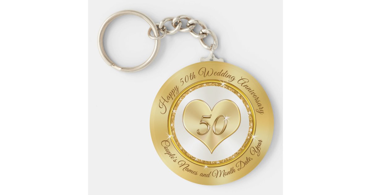 Personalized Happy 50th Anniversary Favors Cheap Keychain | Zazzle.com