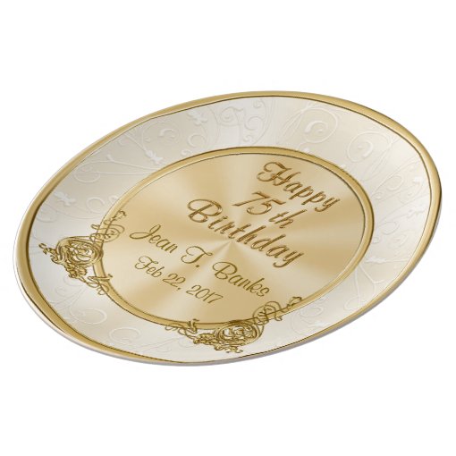 Personalized Happy 75th Birthday Porcelain Plate | Zazzle