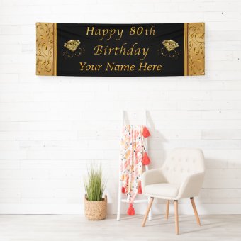 Personalized Happy 80th Birthday Banner | Zazzle