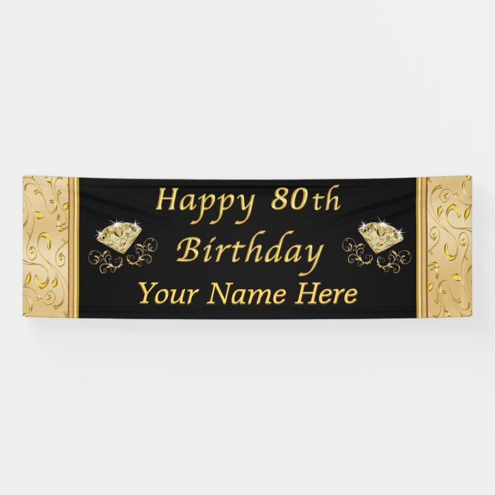 Personalized Happy 80th Birthday Banner | Zazzle.com