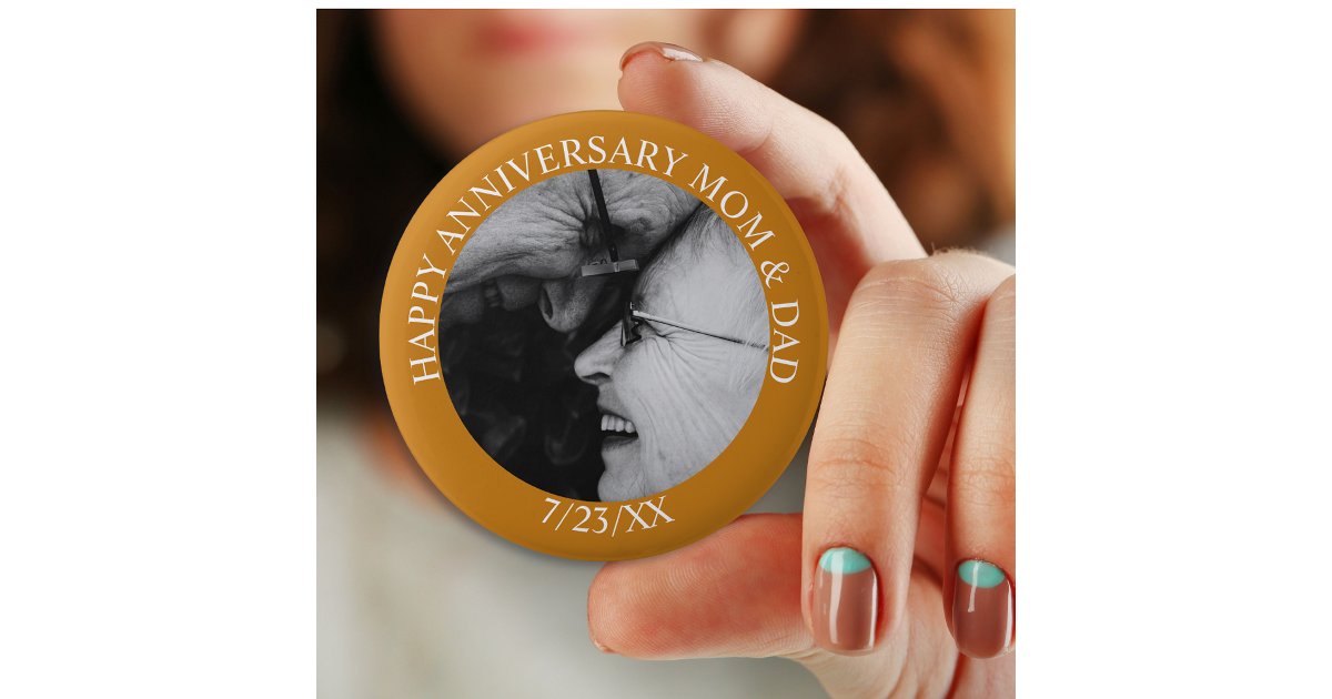 Personalized Happy Anniversary Button | Zazzle