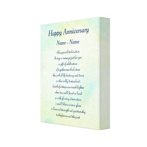 Personalized Happy Anniversary Poem Art Canvas Print | Zazzle
