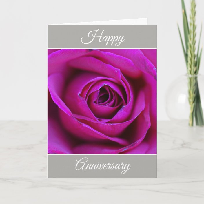 Personalized Happy Anniversary Rose Greeting Card | Zazzle.com