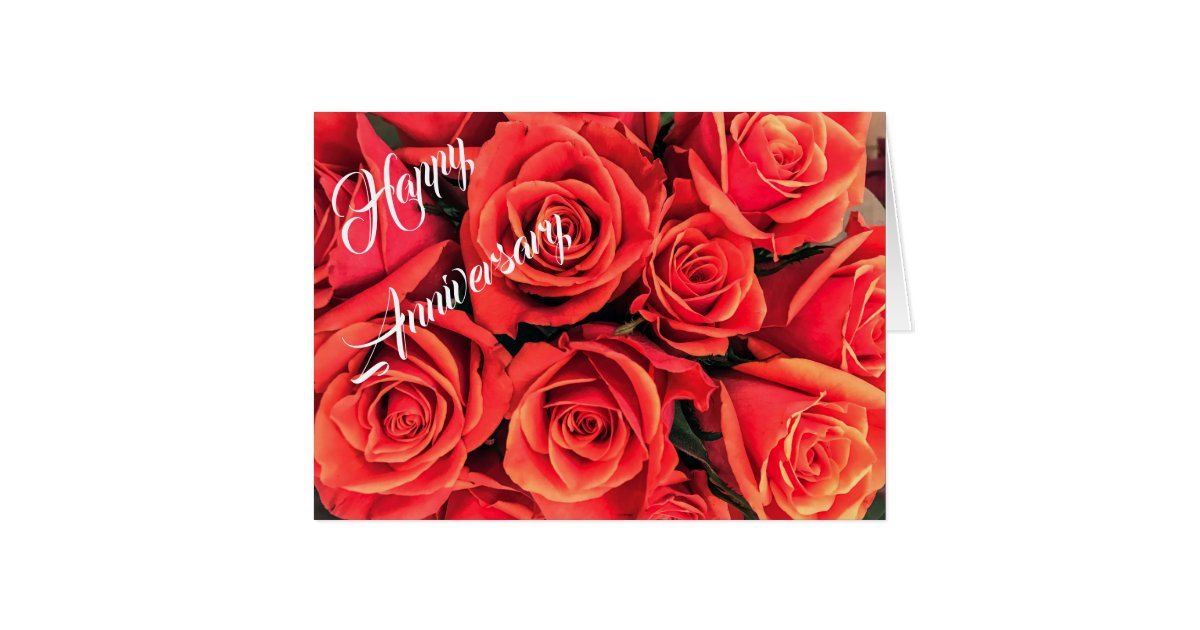 Personalized Happy Anniversary Roses Greeting Card | Zazzle