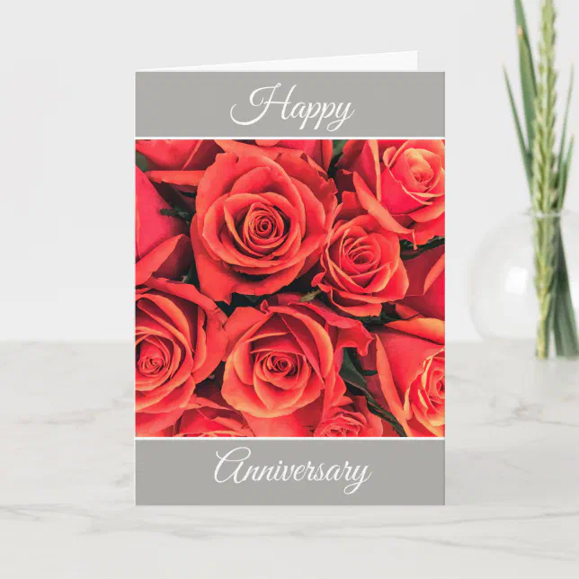 Personalized Happy Anniversary Roses Greeting Card | Zazzle