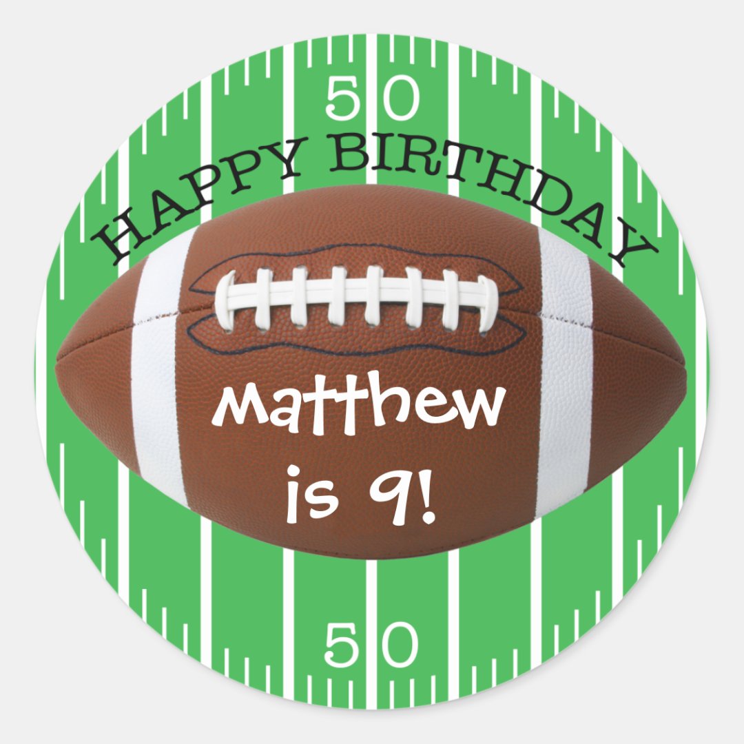 Personalized Happy Birthday Football Sticker | Zazzle