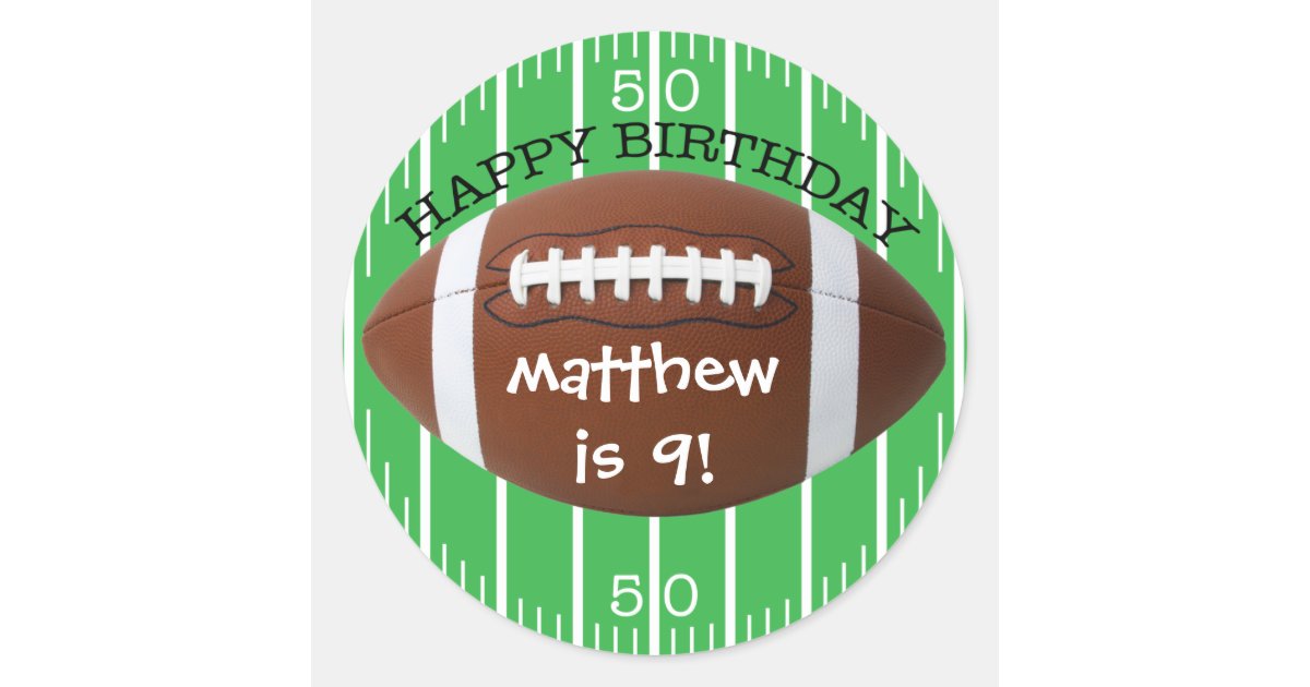 Personalized Happy Birthday Football Sticker | Zazzle