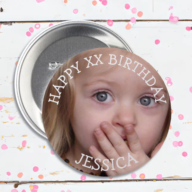 Personalized Happy Birthday Girl Button | Zazzle