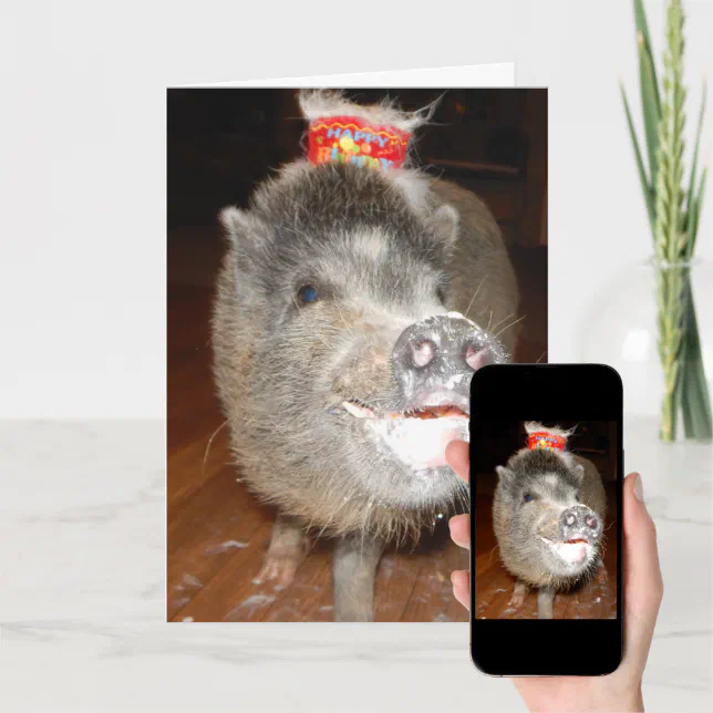 Personalized Happy Birthday Mini Pig Card | Zazzle