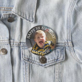 Personalized Happy Birthday Name and Age Button | Zazzle