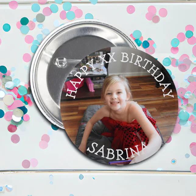 Personalized Happy Birthday Name and Age Button | Zazzle
