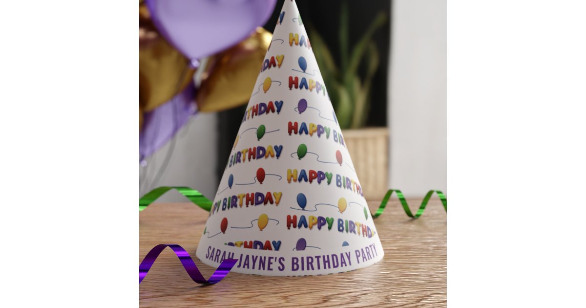 Personalized Happy Birthday Paper Party Hats | Zazzle