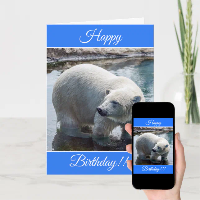 Personalized Happy Birthday Polar Bear Card | Zazzle