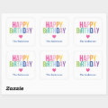 Personalized Happy Birthday Rainbow Sticker Tags | Zazzle
