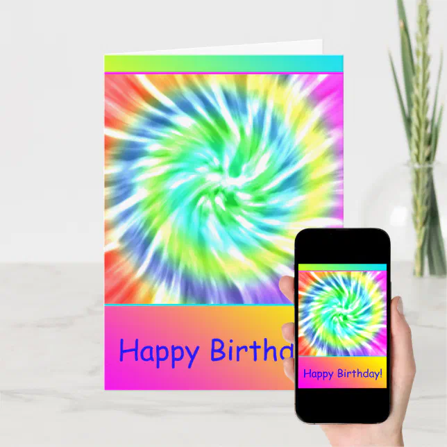 Personalized Happy Birthday Tie Dye Card | Zazzle