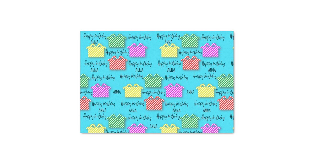 Personalized Happy Birthday Typography Presents Tissue Paper | Zazzle